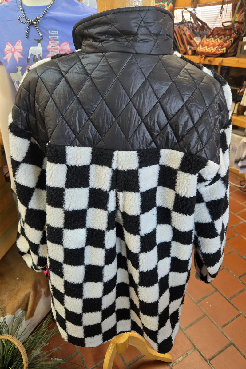 Black & White Checkered Fleece Jacket – Horse Creek Outfitters