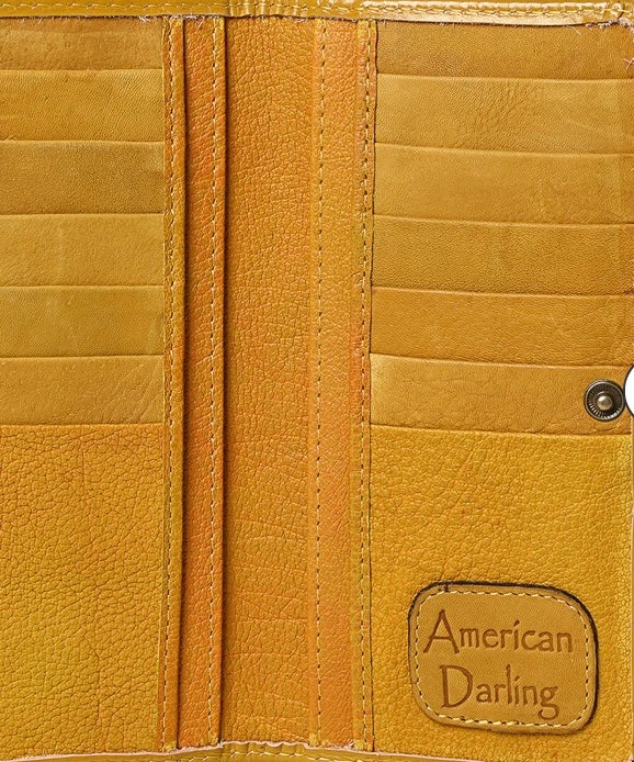 American Darling Mustard Colored Hand Tooled Leather Wallet – Horse ...
