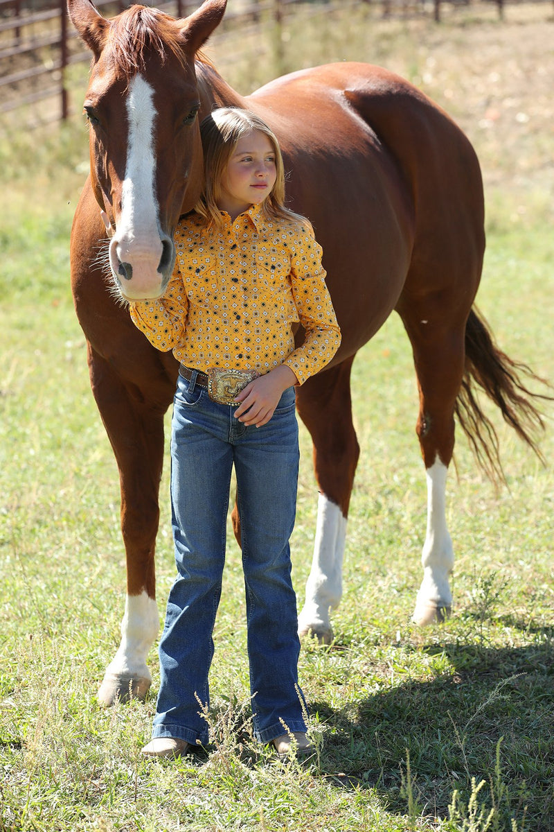 Cinch Girl’s Gold Geometric Print Shirt – Horse Creek Outfitters